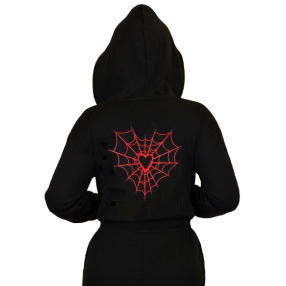 Webbed Heart Zip-Up Cropped Hoodie – Daisy Jones' Locker