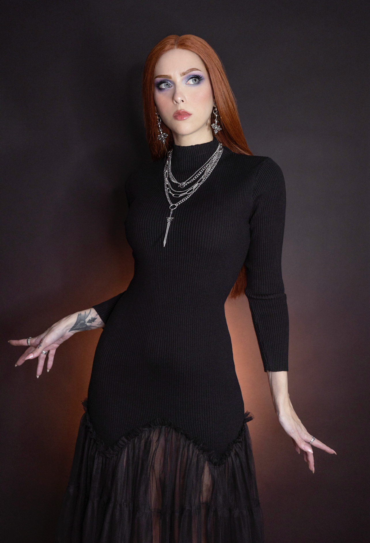 Beatrix Curve Hugging Sweater Dress with Dreary Flared Hem – Daisy ...
