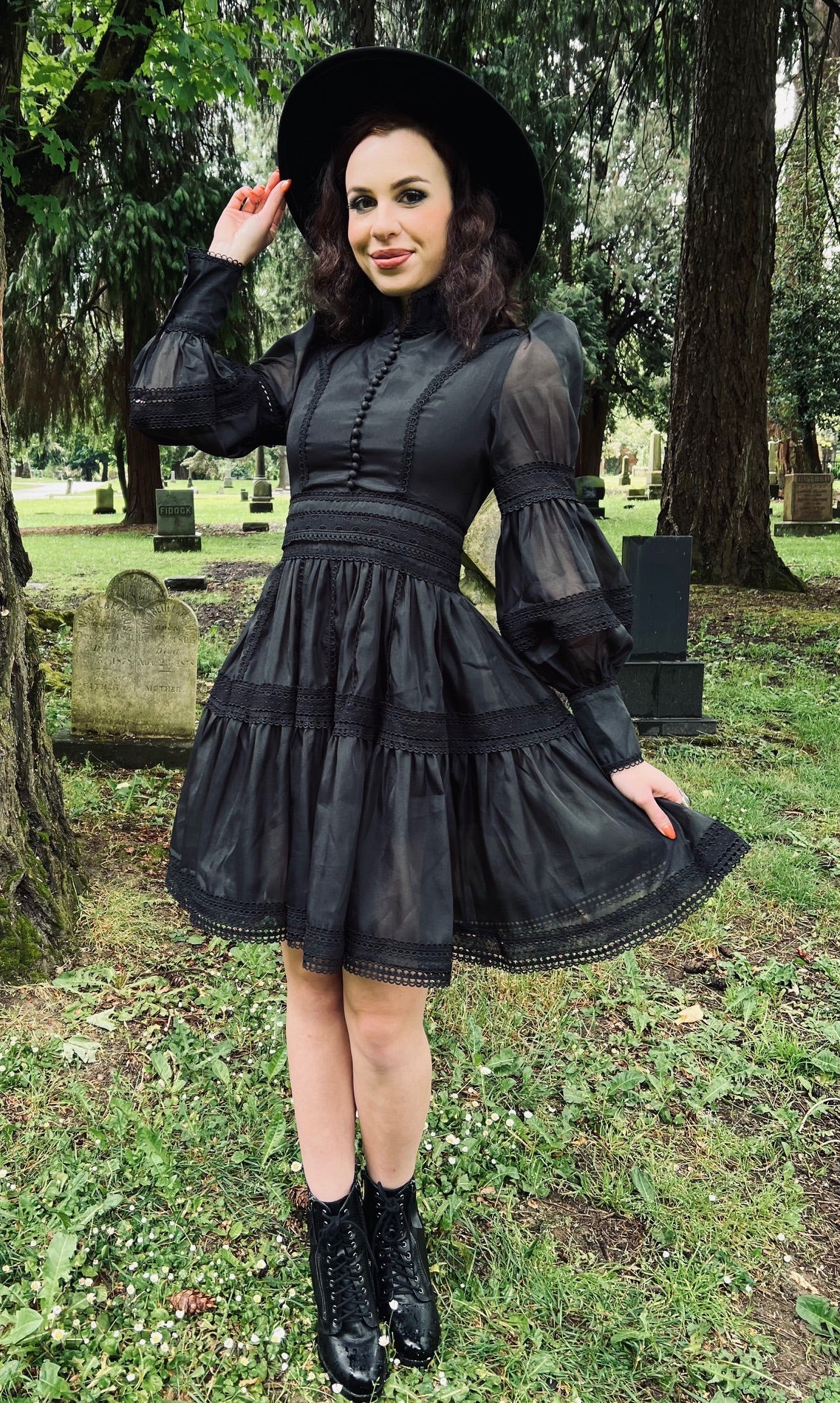Morgana Romantic Victorian Inspired Party Dress in Black – Daisy Jones ...